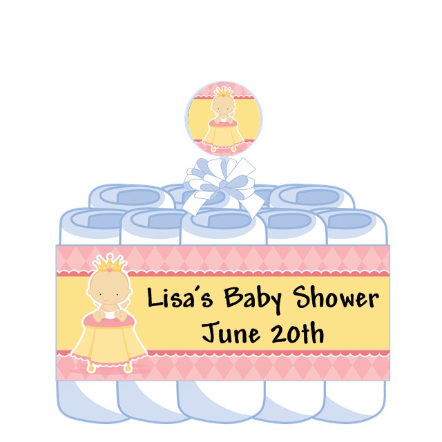 Princess Diaper Cake | 1 Tier Baby Diaper Cake | Personalized Diaper ...