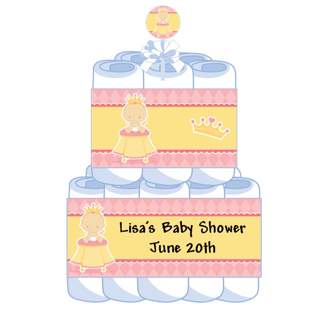 Princess Diaper Cake | 2 Tier Baby Diaper Cake | Personalized Diaper ...