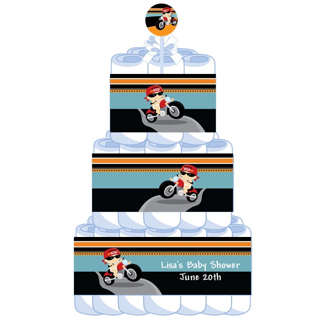 3 tier Motorcycle Baby Baby Shower Diaper Cake | Motorcycle Baby Baby ...