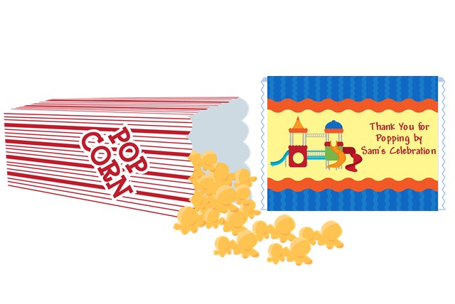 Playground Birthday Party Popcorn Wrappers | Birthday Party Popcorn ...