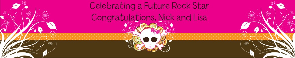 Rock Star Baby Girl Skull Baby Shower Banners | Baby Shower Banners