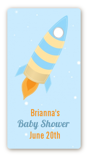 Rocket Ship Baby Shower rectangular sticker labels | Rocket Ship Hand ...