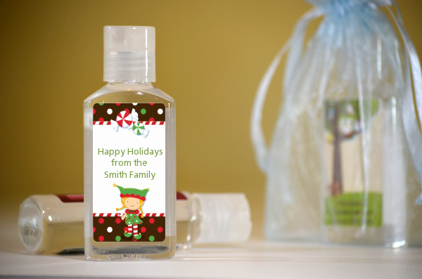Santa's Little Elfie Baby Shower hand sanitizer favors
