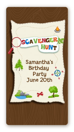 Scavenger Hunt Birthday Party rectangular sticker labels | Scavenger ...