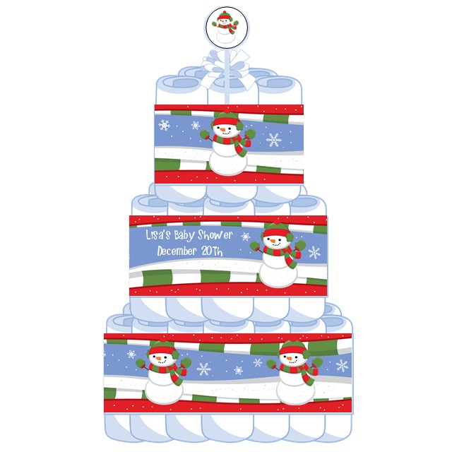 Snowman Christmas Diaper Cake | 3 Tier Baby Diaper Cake | Personalized ...