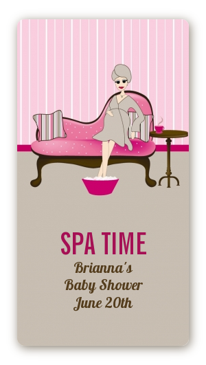 Spa Mom Pink Baby Shower rectangular sticker labels | Spa Mom Pink Hand ...