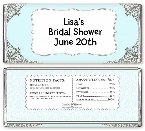 Light Blue & Grey Anniversary Candy Bar Wrappers | Candles & Favors