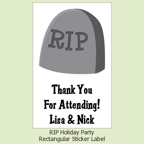 RIP Halloween rectangular sticker labels | RIP Hand Sanitizer sticker label