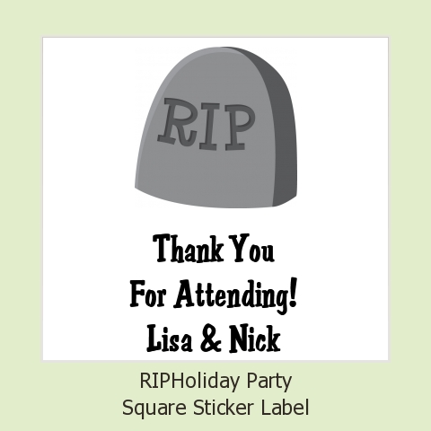 RIP Halloween Square Sticker Labels | Candles & Favors
