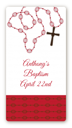 Rosary Beads Maroon Baptism / Christening rectangular sticker labels ...