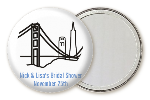 San Francisco Skyline Bridal Shower Pocket Mirror Favors