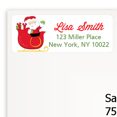 Santa's Sleigh Christmas return address labels | Christmas return ...