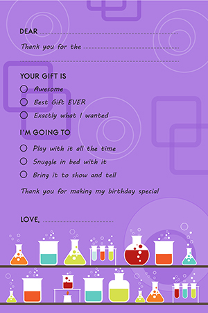 Science Lab - Birthday Party Fill In Thank You Cards