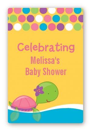 Sea Turtle Girl - Custom Large Rectangle Baby Shower Sticker/Labels