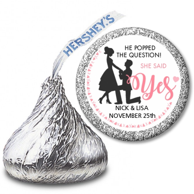 She Said Yes Hershey kiss stickers | Candles & Favors