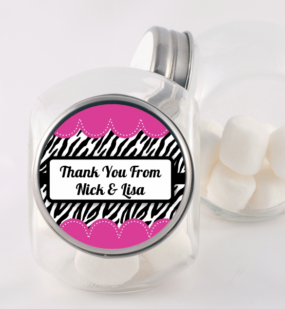 Zebra Print Pink Birthday Party Candy Jars | Candles & Favors